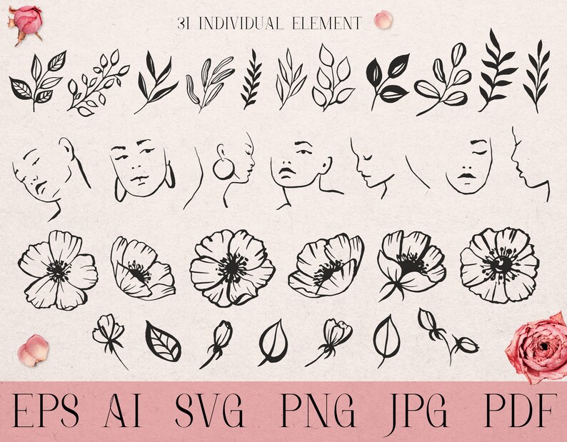Flowers Svg Woman Svg Leaves Svg Botany Svg Poppy Svg - Etsy