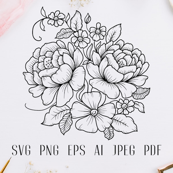Floral Bunch Svg - Etsy