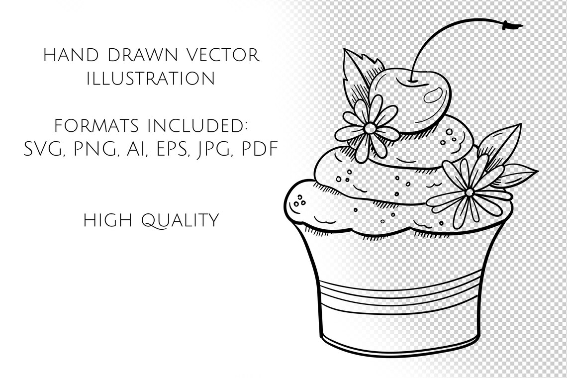 Gâteaux SVG clipart contour Desserts SVG Sweets line art - Etsy France