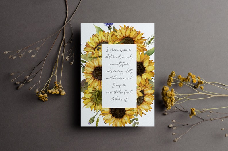 Watercolor Sunflowers Frames Sunflower Clipart Floral Frames - Etsy