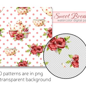 Tea Time Digital Paper - Watercolor Tea Time - Seamless Patterns - Tea ...