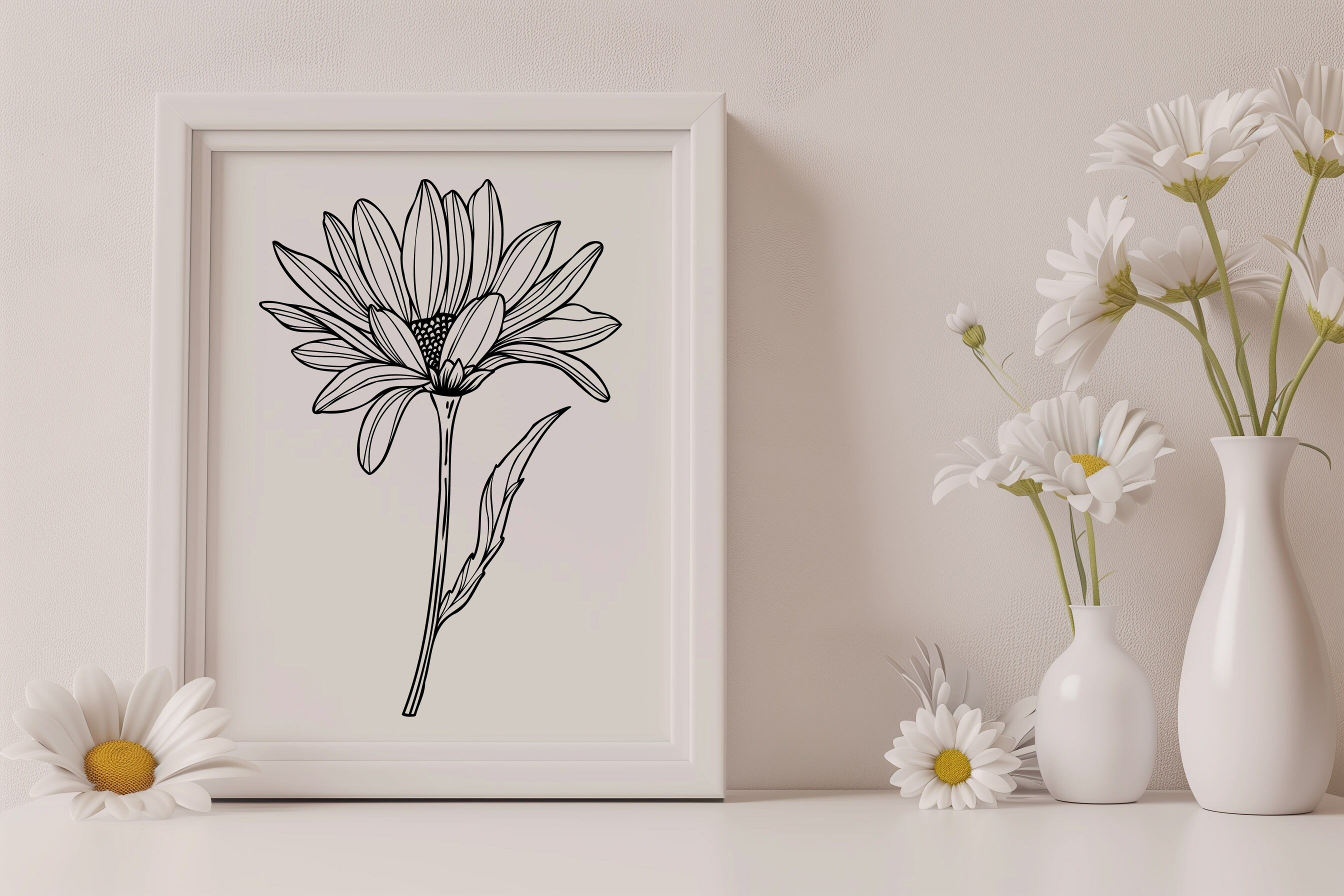 Daisies Line Art SVG, Outline Sunflowers SVG, Floral Svg, Daisy Clipart ...