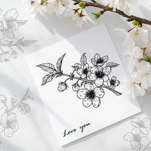 Sakura SVG - Flowers Line Art SVG - Floral SVG - Cherry Flowers Svg ...