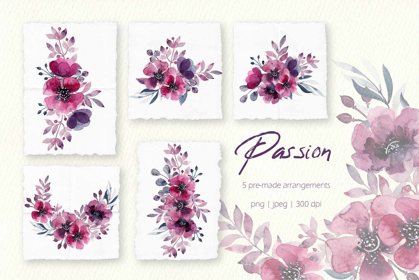 Watercolor Flowers Clipart. Flowers PNG. Boho floral clip | Etsy