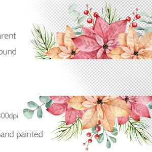 Watercolor Christmas Frame Clipart PNG, New Year Decor, Floral Frame ...
