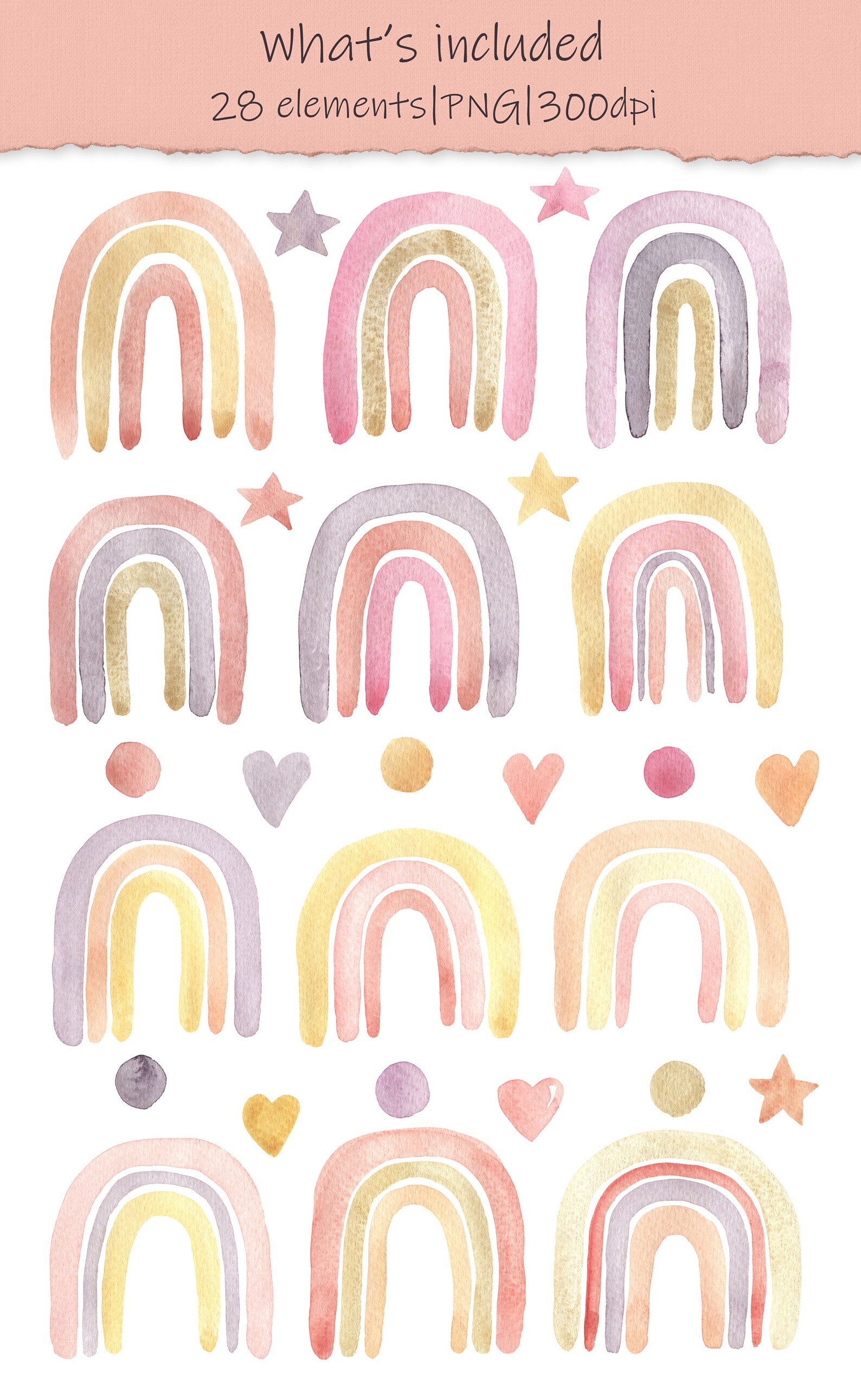 Watercolor Rainbows Clipart Modern Rainbows Clip Art Baby | Etsy