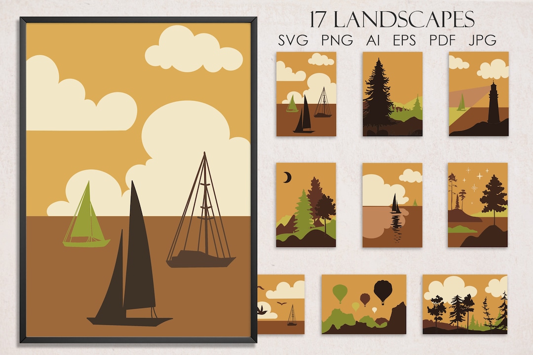 Mountain Svg, Landscape Vector Svg Illustration, Landscape Svg, Nature ...