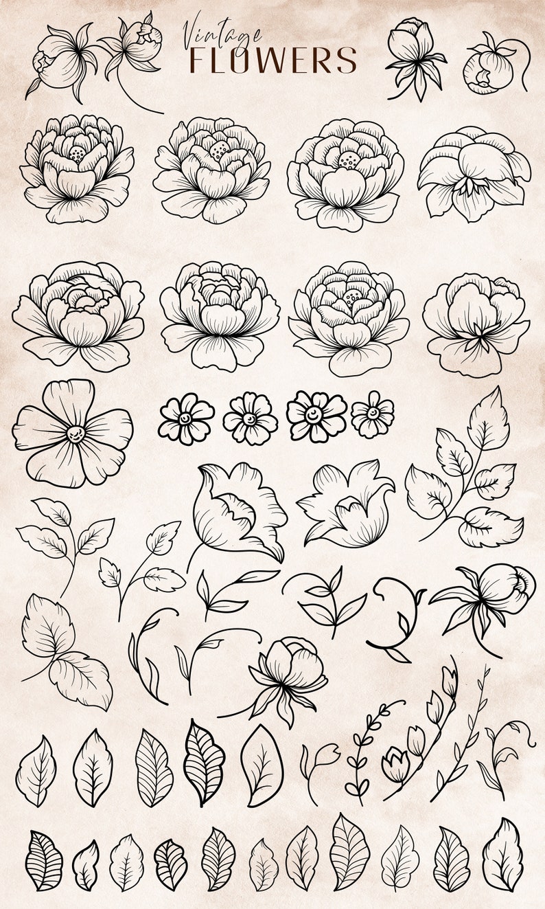 Flowers SVG Vintage Flowers Svg Roses Svg Printable | Etsy