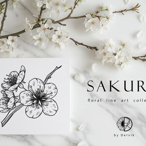 Sakura SVG - Flowers Line Art SVG - Floral SVG - Cherry Flowers Svg ...