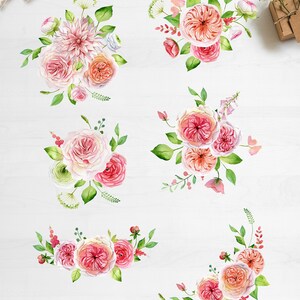 Watercolor Floral Clipart, Roses Watercolor Clipart, Spring Flowers PNG ...
