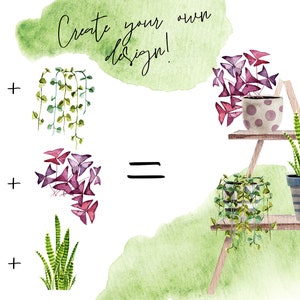 Watercolor Indoor Plants Clipart. House Greenery. Wedding Invitation ...