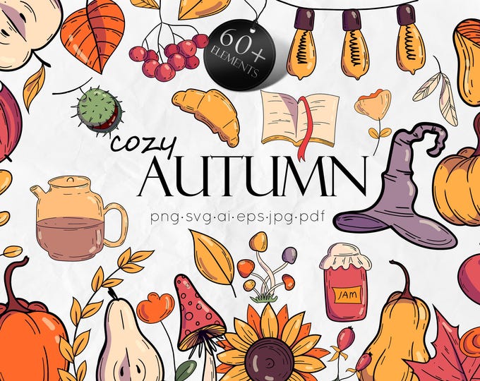 Doodle Autumn Svg Autumn Clipart Fall Season Svg Outline Svg ...