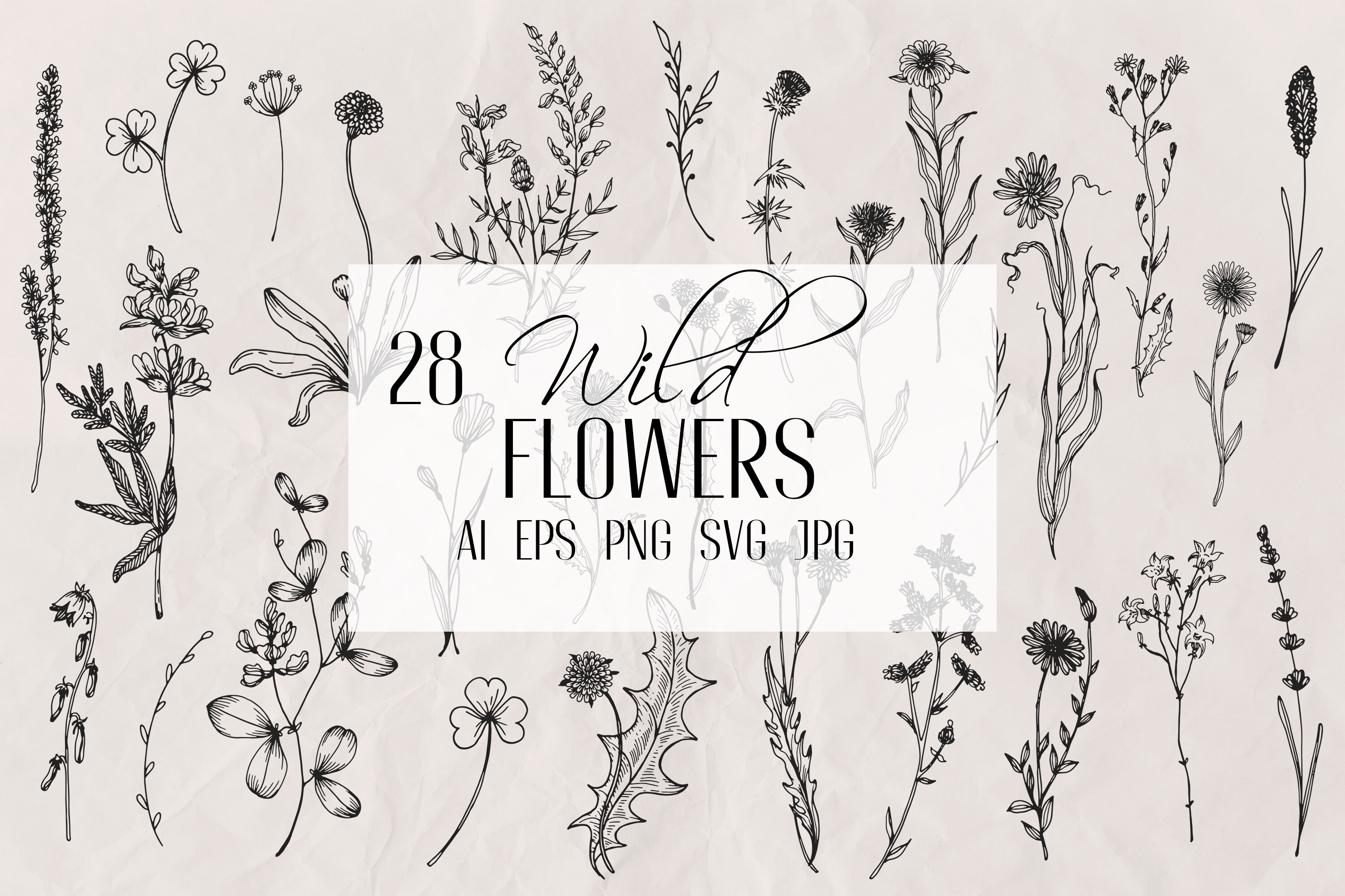Wildflowers Svg Wildflower Svg Bundle Floral Svg Line Art Etsy