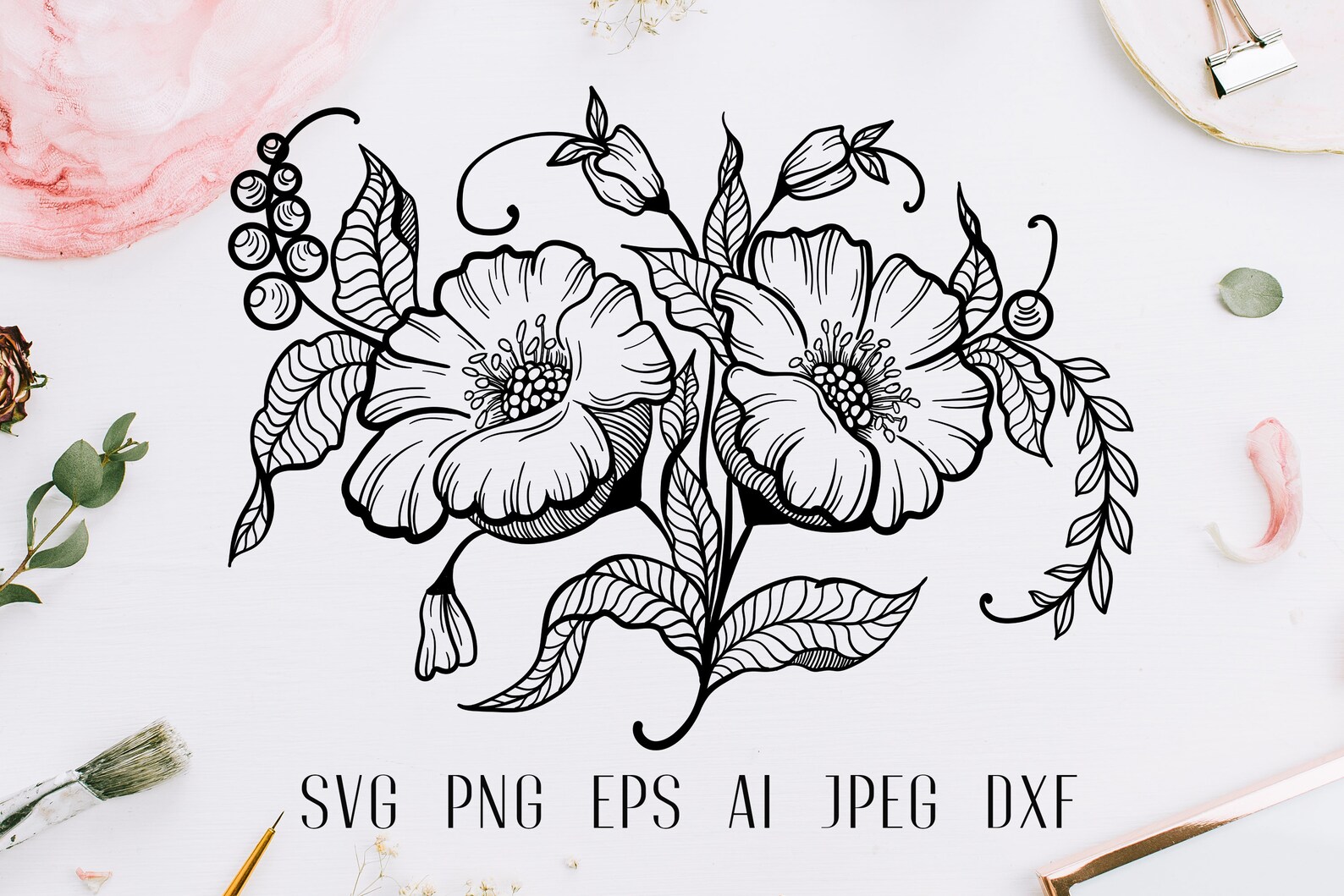 Flowers SVG Floral Sublimation SVG Bouquet SVG Poppy - Etsy