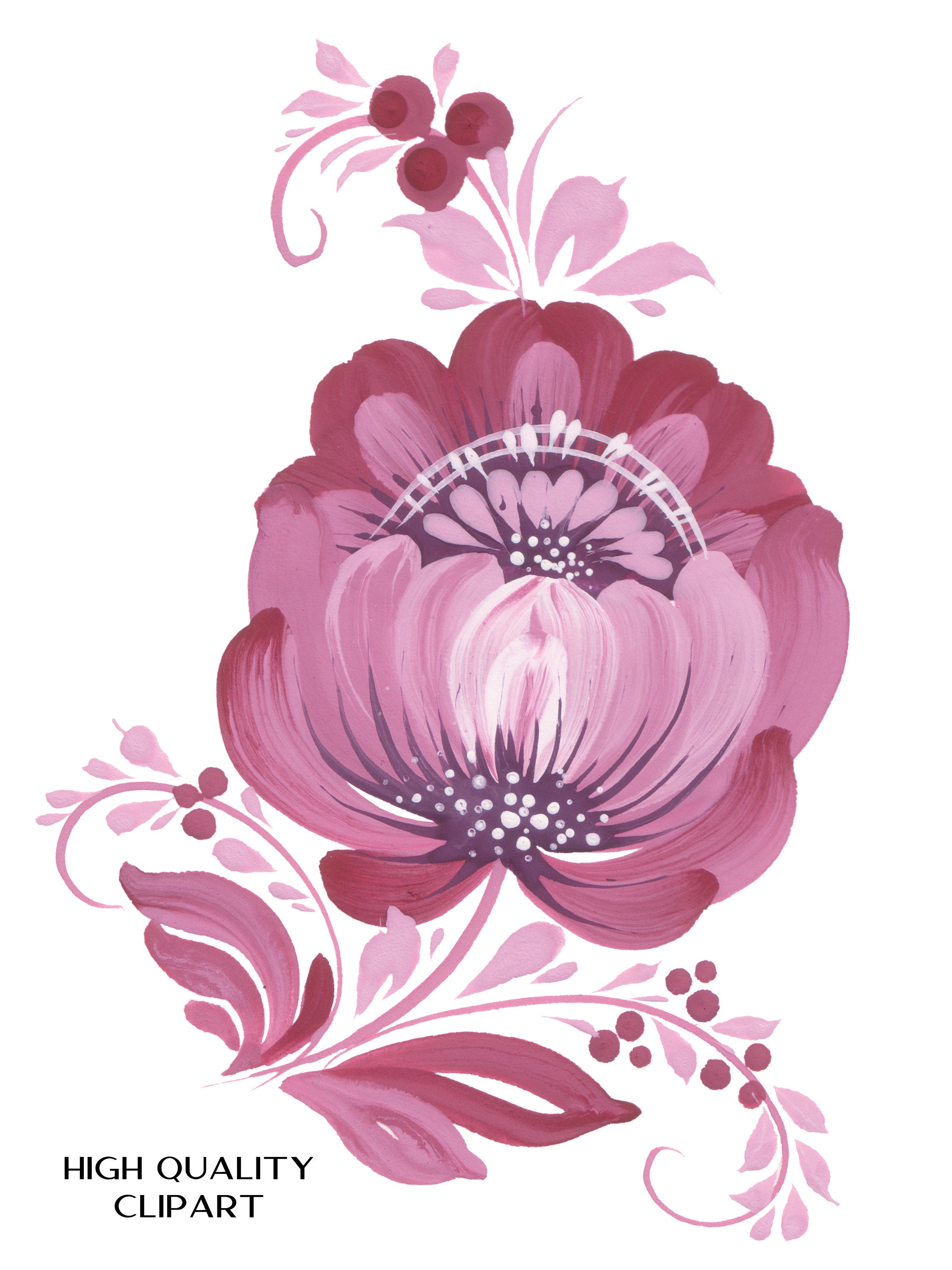 Flowers PNG Clipart. Hand Painted Floral Composition in - Etsy