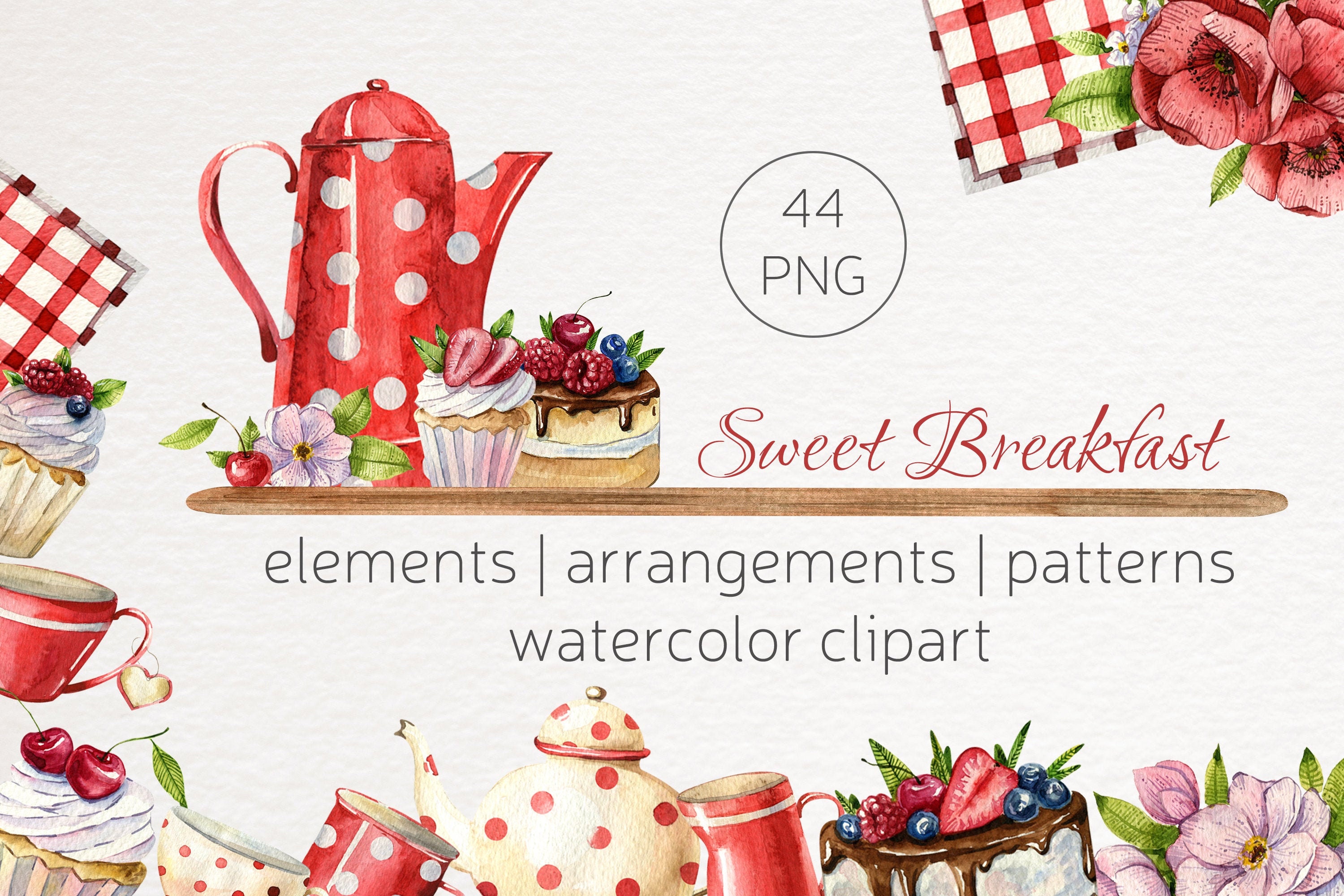 Tea Party Watercolor Collection Cakes Watercolor Teapot | Etsy