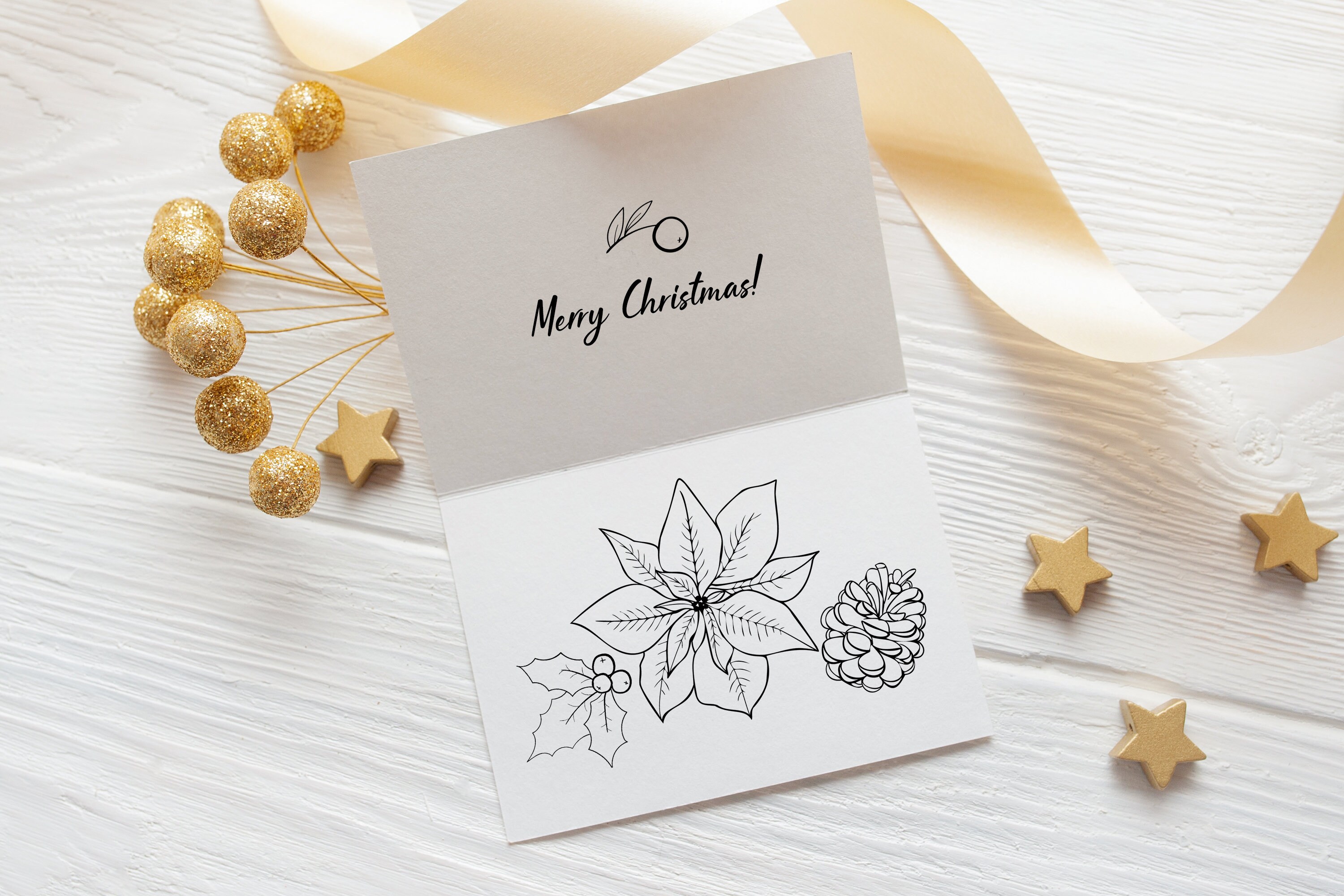 Christmas Clipart SVG PNG, Vector Christmas Line Art Clipart, Christmas ...