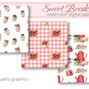 Tea Time Digital Paper - Watercolor Tea Time - Seamless Patterns - Tea ...