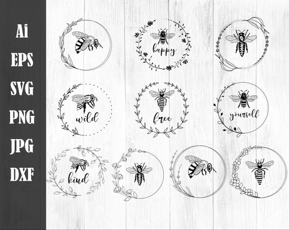 Bee Wreath SVG Bees SVG Bundle Bee Line Art Bee Kind Bee | Etsy