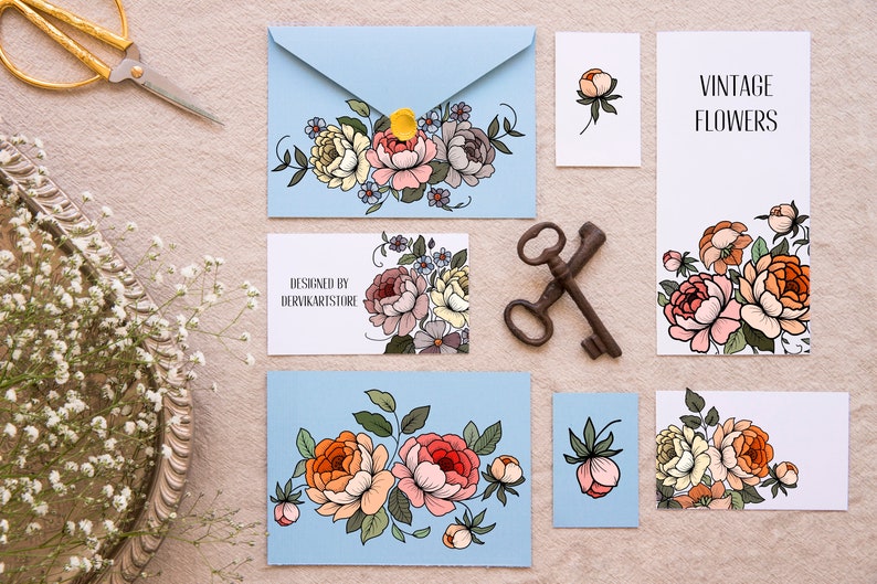 Flowers SVG Vintage Flowers Svg Roses Svg Printable | Etsy