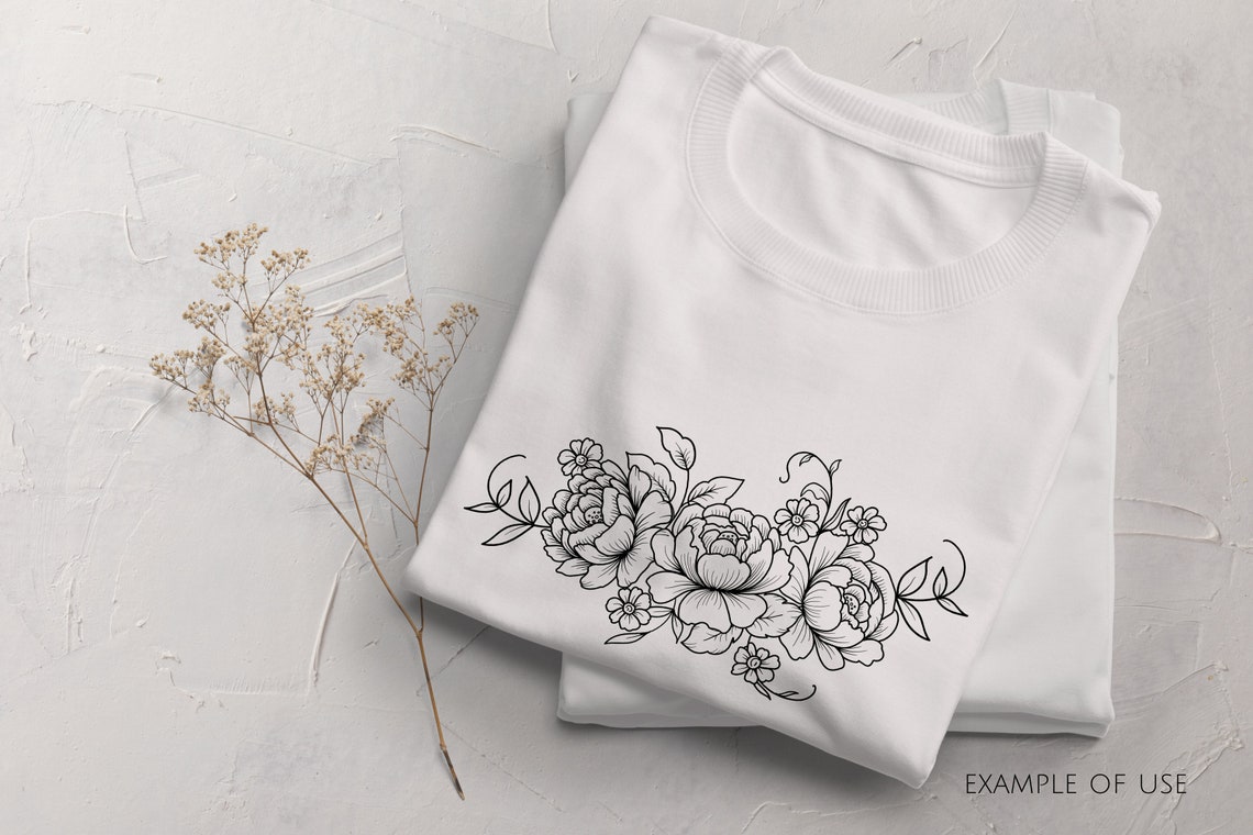 Flowers Svg Png Floral Bouquet Svg Roses Clipart Peony Svg - Etsy