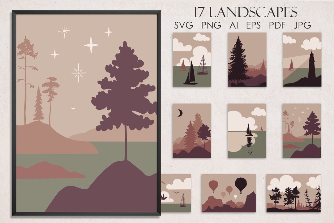Landscape Svg, Mountain Svg, Landscape Vector Svg Illustration ...