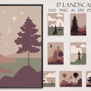 Landscape Svg, Mountain Svg, Landscape Vector Svg Illustration ...