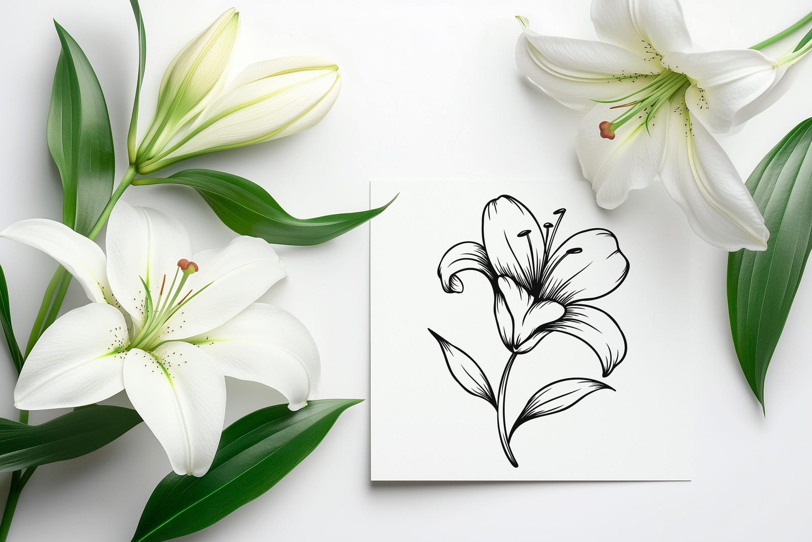 Lily SVG - Flowers Line Art SVG - Floral SVG - Wedding Flowers Clipart ...