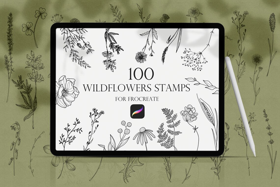 Wildflowers Procreate Stamps, Wildflowers Brushes Procreate, Flower ...