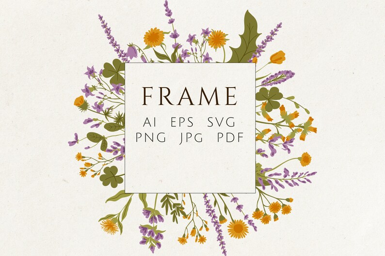 Wildflower Svg Wildflowers Frame Clipart Flower Svg Png - Etsy