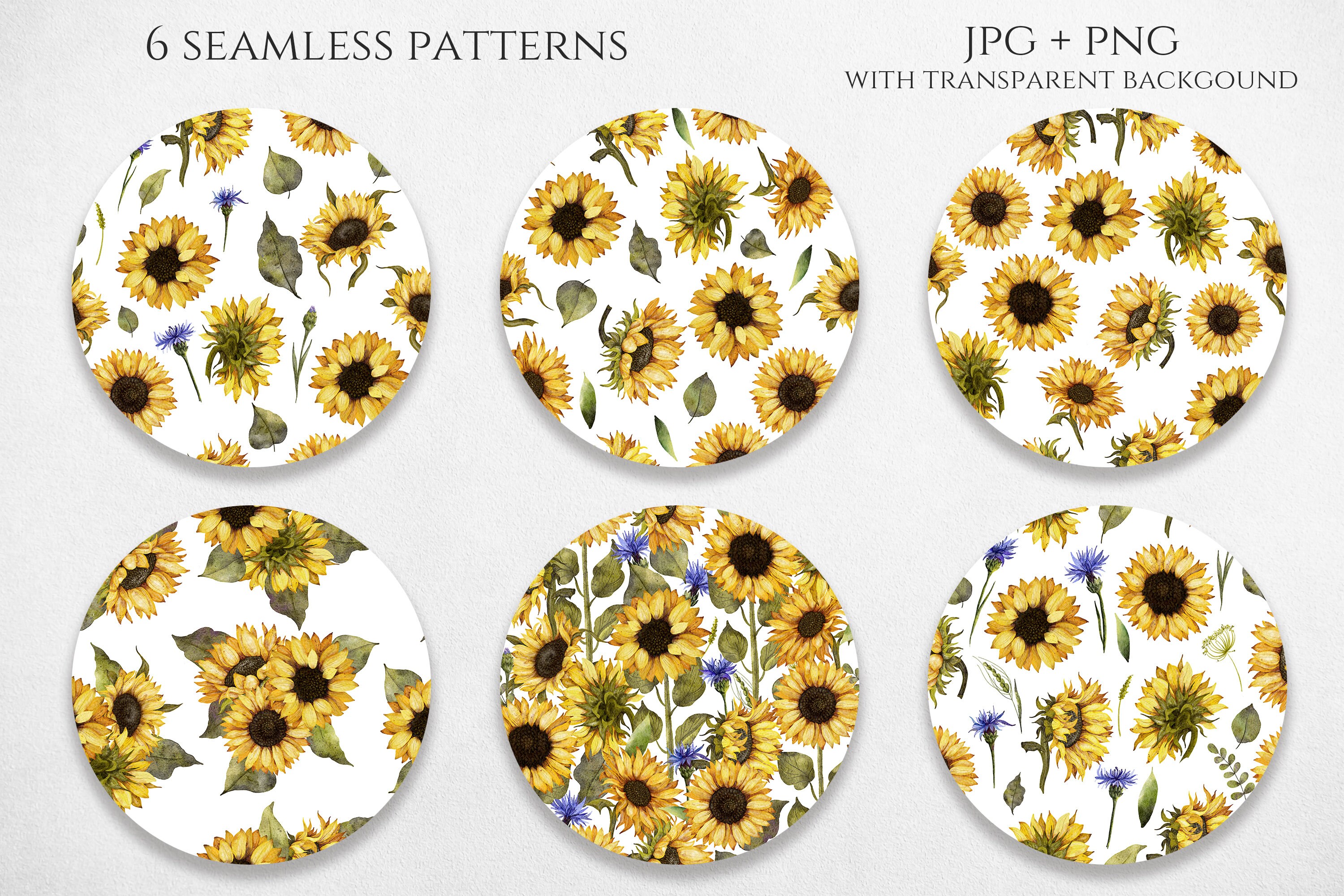 Sunflowers Watercolor Patterns Sunflowers Digital Paper - Etsy