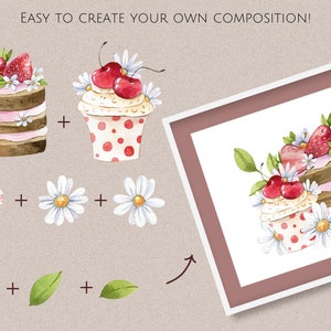 Watercolor Cake PNG, Cupcake PNG, Dessert Clipart, Watercolor Food ...