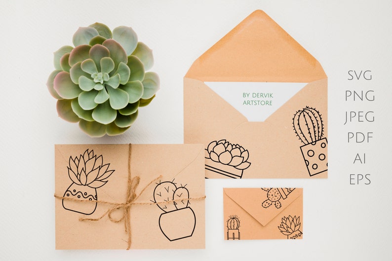 Cacti SVG Plant SVG Hand Drawn Potted Succulents SVG Png | Etsy