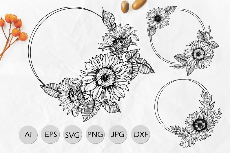 Sunflowers SVG Frame Sunflowers SVG PNG Sunflowers Clipart - Etsy