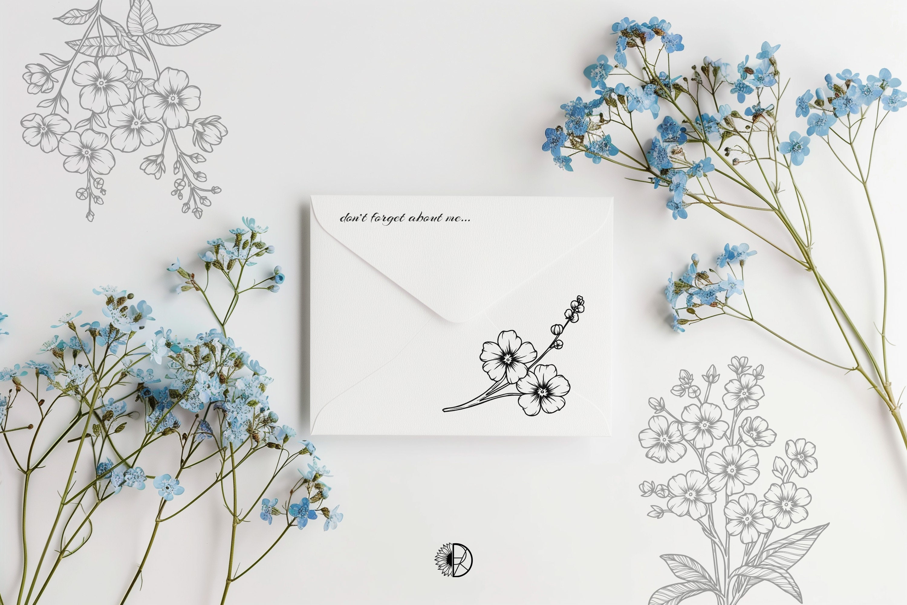 Flowers SVG, Hand Drawn Forget-me-not SVG, Forget Me Not Flowers PNG ...