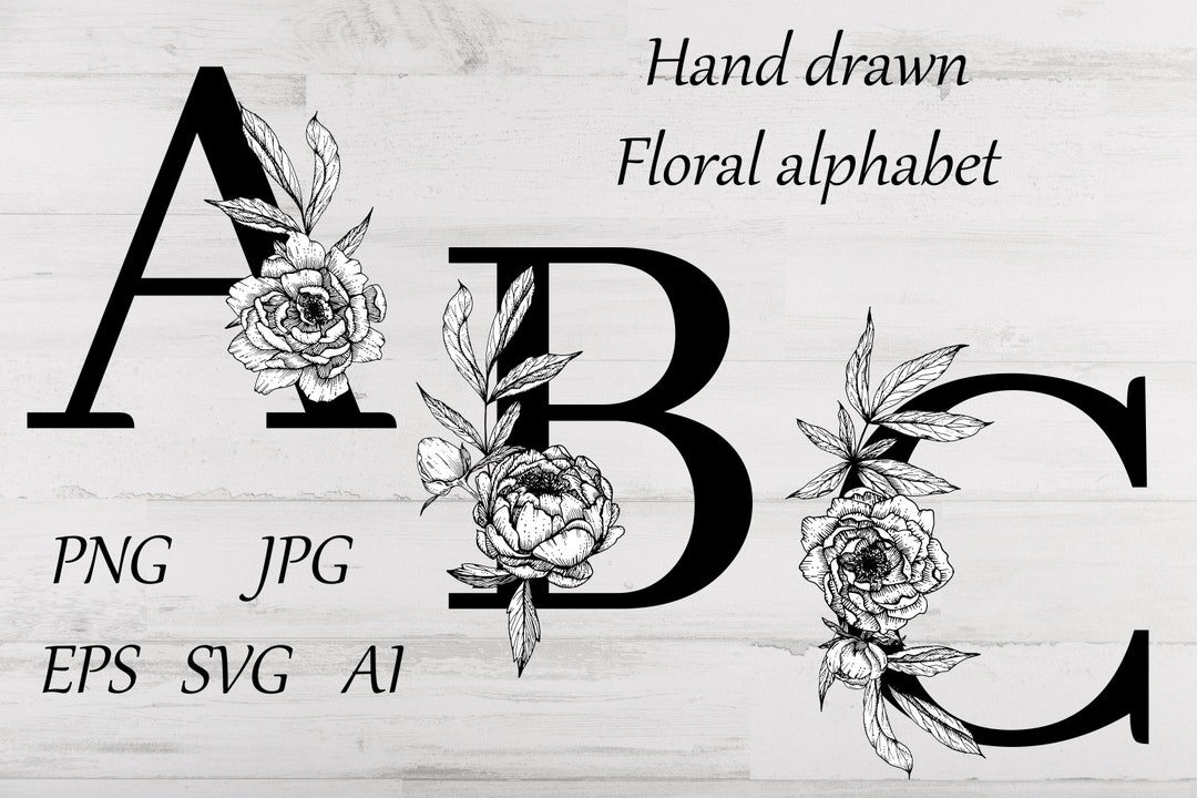 Floral Alphabet SVG, Botanical Alphabet PNG, Flowers & Letters, Herbal ...