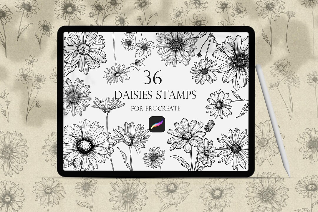 Daisies Procreate Stamps, Daisy Brushes Procreate, Flower Stamps ...