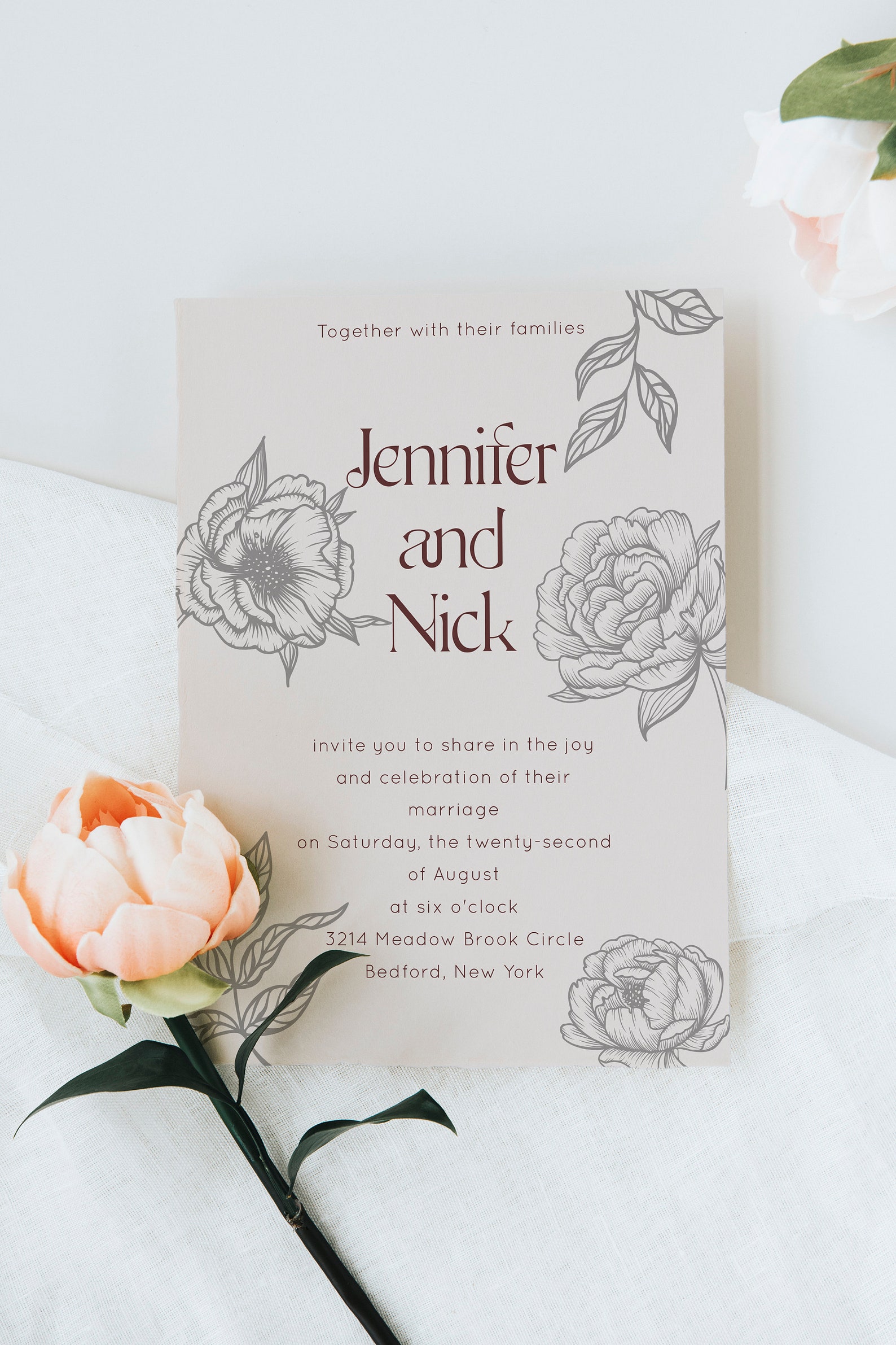 Peonies SVG Peony Line Art SVG Floral SVG Wedding - Etsy