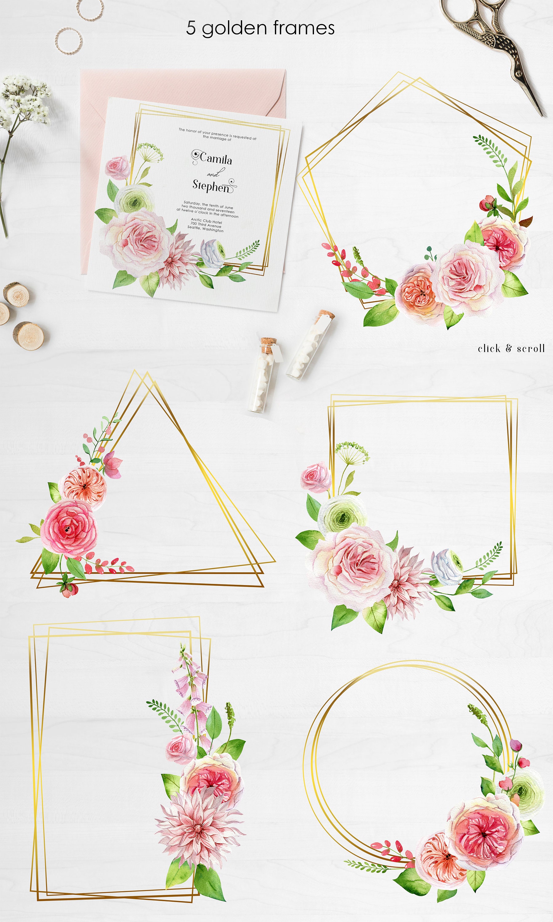 Watercolor Floral Clipart, Roses Watercolor Clipart, Spring Flowers PNG ...