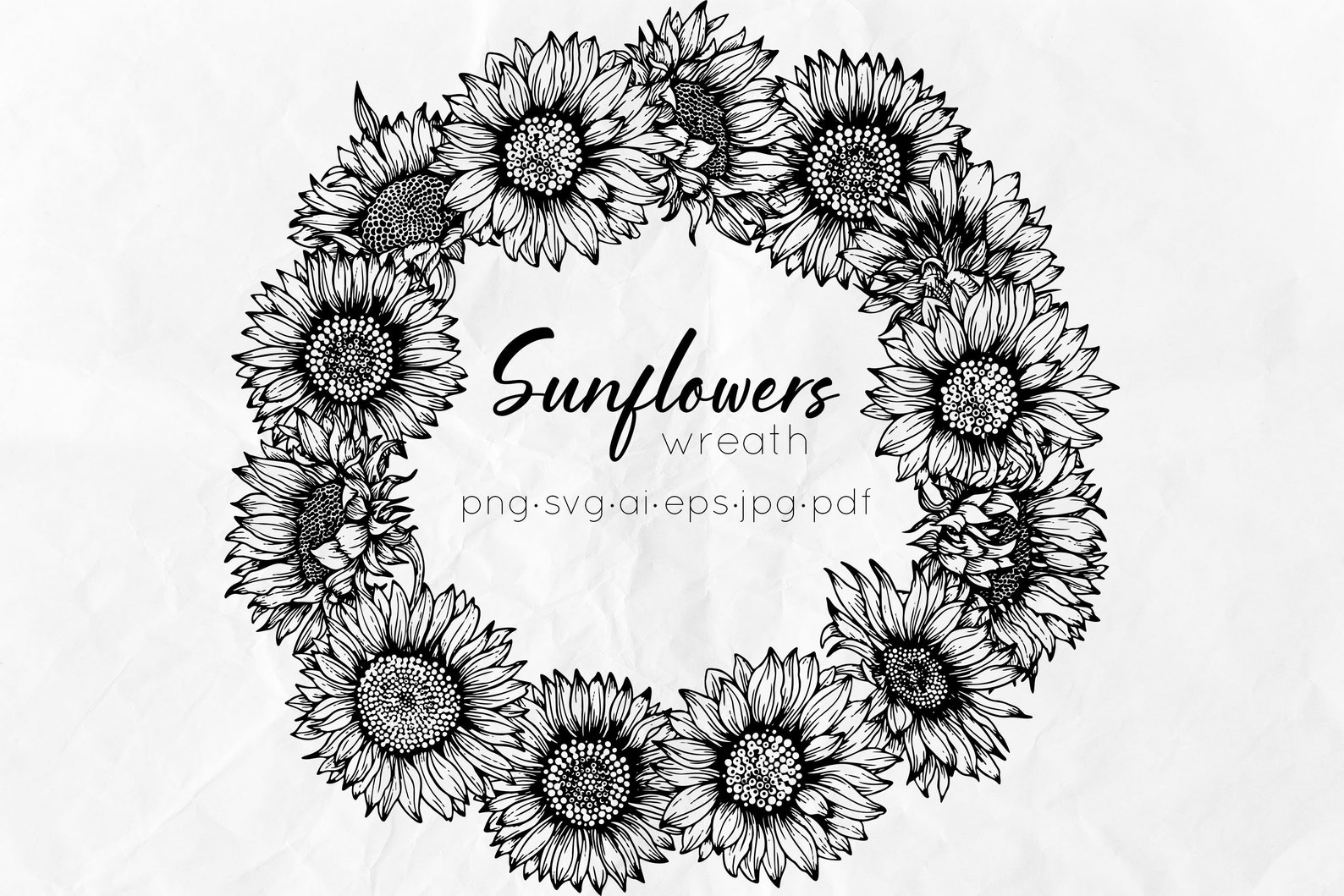 Sunflowers Svg Sunflower Wreath Svg Flowers Svg Floral Etsy