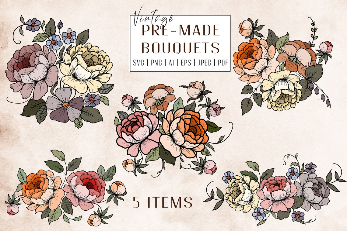 Roses svg peony flowers svg vector flowers vintage flowers | Etsy
