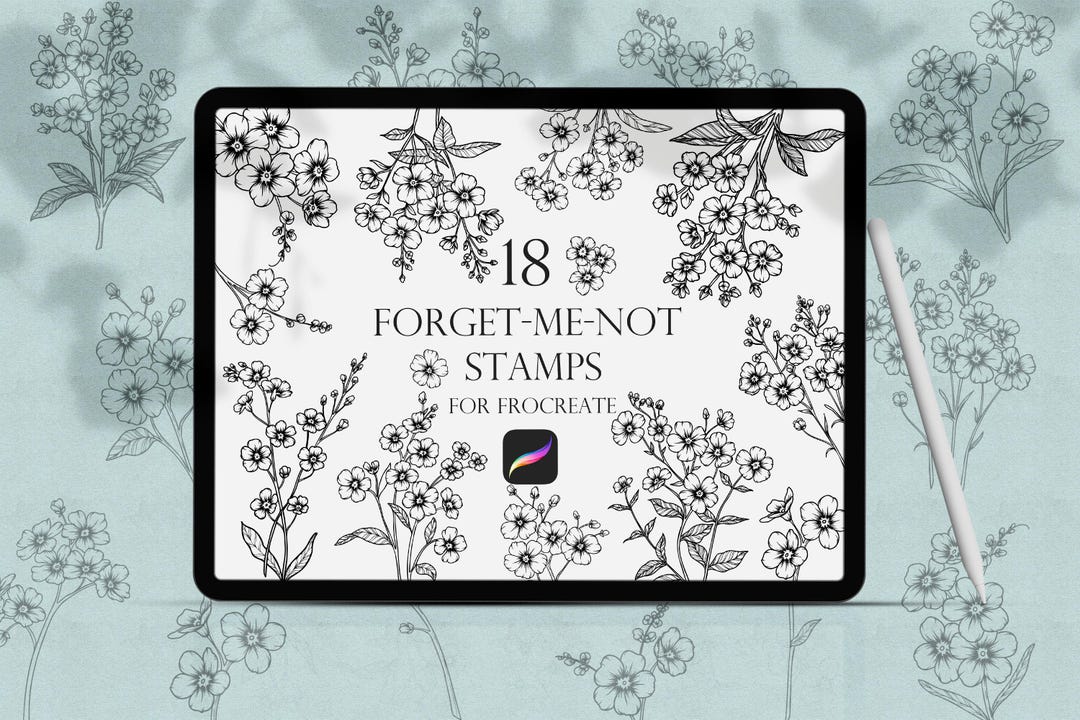 Forge-me-not Procreate Stamps, Forget-me-not Brushes Procreate, Flower ...