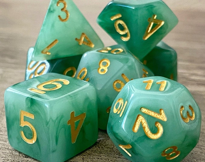 Ancient Jade Dnd Dice Set Dungeons & Dragons Faux Jade Polyhedral Dice ...
