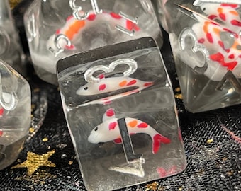 Sapphire Koi Fish Dnd Dice Set for Dungeons and Dragons D20 TTRPG ...