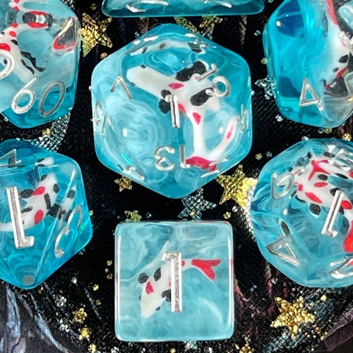 Moonlit Koi Fish Dnd Dice Set for Dungeons and Dragons D20 - Etsy