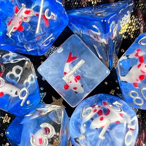 Midnight Koi Fish Dnd Dice Set for Dungeons and Dragons D20 - Etsy