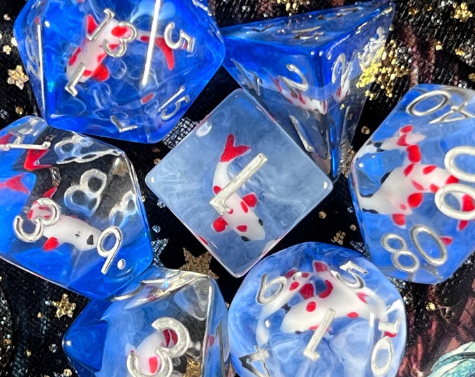 Sapphire Koi Fish Dnd Dice Set for Dungeons and Dragons D20 TTRPG ...