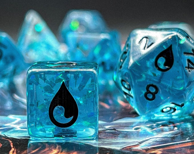 Tidebreaker Dnd Dice Set | Colorful Glitter, Water Engraving ...