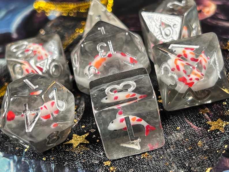 Midnight Koi Fish Dnd Dice Set for Dungeons and Dragons D20 - Etsy