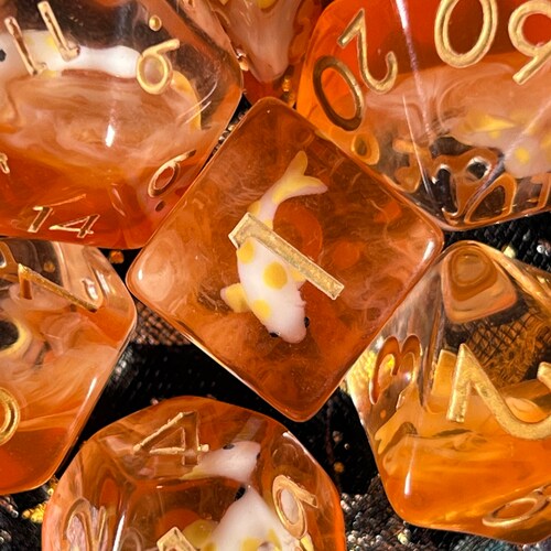 Midnight Koi Fish Dnd Dice Set for Dungeons and Dragons D20 - Etsy